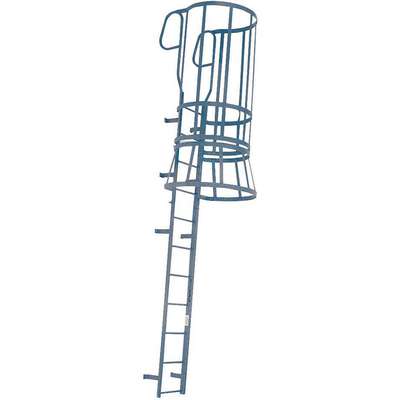 913074 Cotterman 19-Rung, Steel Fixed Ladder with Safety Cage with ...