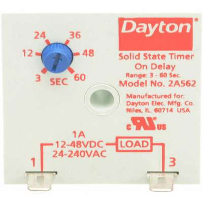 921948 Dayton Single Function Encapsulated Timing Relay, Function: On ...