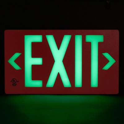 921839-4 Universal Self-Luminous Exit Sign with Red Background and ...