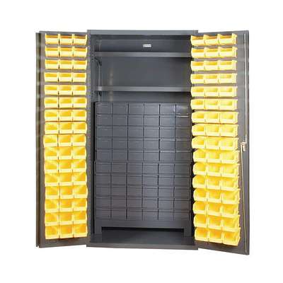 930247-5 Durham Bin Cabinet: 36" x 24" 72", 2 Shelves, 156 Bins, Yellow ...