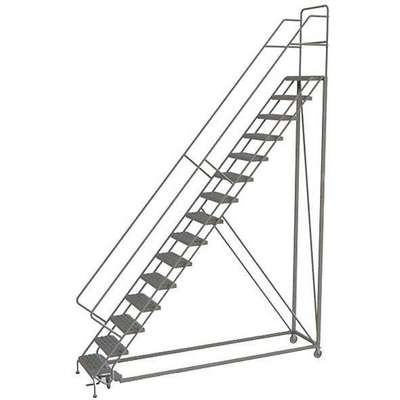 926799-3 Tri-Arc 15-Step Rolling Ladder, Perforated Step Tread, 186 ...
