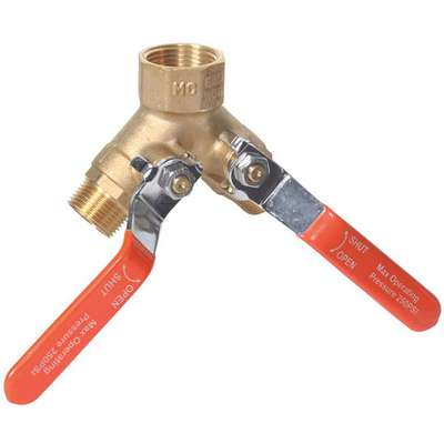 921327-5 Brass FNPT x MNPT x MNPT Ball Valve, Lever, 1" x 3/4" Pipe ...