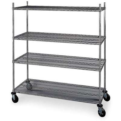 928716-6 Mobile Wire Shelving Unit, 36"W x 18"D x 69"H, 4 Shelves ...