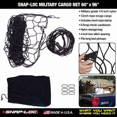 922621-5 Cargo Net: Nylon, Snap Hook, 5 ft Cargo Net Wd, 8 ft Cargo Net ...