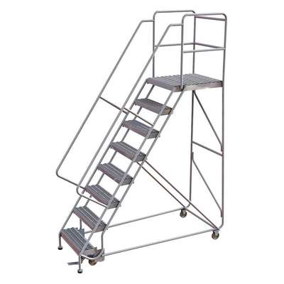 932963-9 Tri-Arc 8-Step Rolling Ladder, Serrated Step Tread, 112 ...