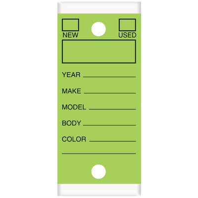 37726 Versa Tags Lime Green Key Tag, Rectangle, Includes: Key Ring ...