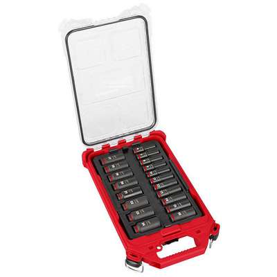 942773-5 Milwaukee Socket Set: 3/8 in Drive Size, 19 Pieces, 6 mm to 24 ...