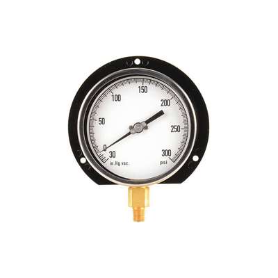 934544-5 Compound Gauge: 30 to 0 to 300" Hg/psi, 4 1/2" Dial, 1/4" NPT Male, Bottom | Imperial ...