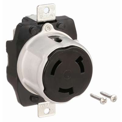 933061-9 Bryant Black Locking Receptacle, 50 Amps, 125/250V AC Voltage ...