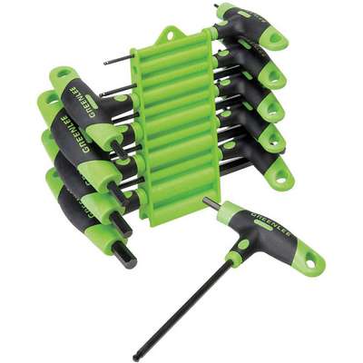 915535-8 Greenlee Hex Key Set, T Key Shape, Short, Black Oxide, Number ...