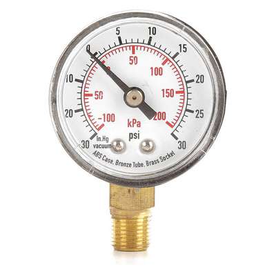 930600-3 Compound Gauge, 100 kPa Vac to 200 kPa, 30" Hg Vac to 30 PSI Range, 1/8", MNPT ...