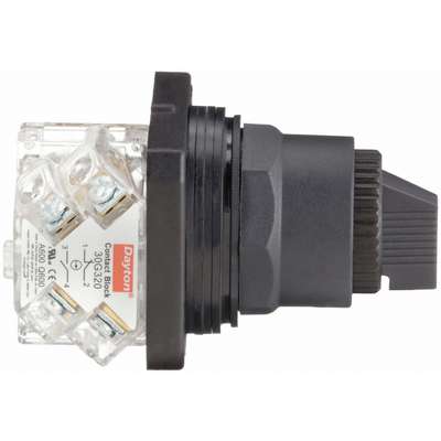 932814-3 Dayton Non-Illuminated Selector Switch, 30 mm, 2, Maintained / Maintained, 1NO/1NC ...