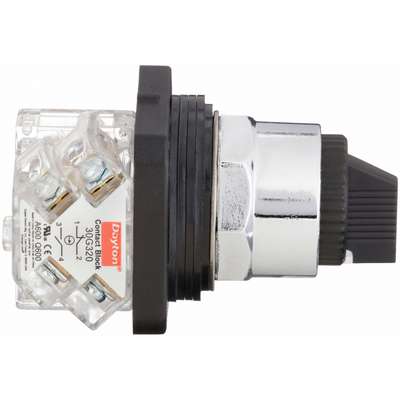 933078-4 Dayton Non-Illuminated Selector Switch, 30 mm, 2, Maintained / Momentary, 1NO/1NC ...