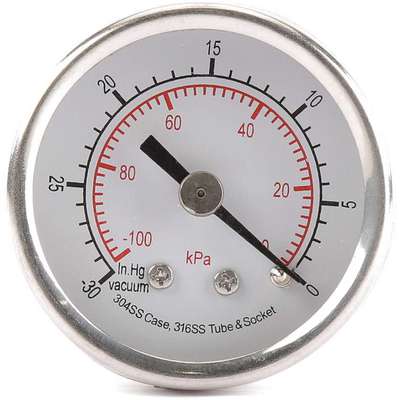 932860-5 Vacuum Gauge, 100 kPa Vac to 0, 30" Hg Vac to 0 Range, 1/8 ...