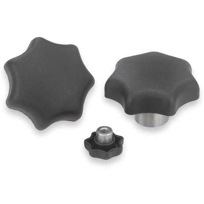 925347 Hand Knob: Star, Steel/Thermoplastic, Threaded Bushing, M8 Thread Size, 50.00mm Handle ...