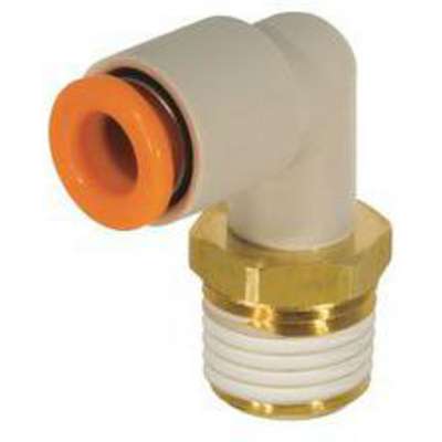934864-3 Male Elbow: Brass, Push-to-Connect x MUNF, For 5/32 in Tube OD, 15 13/32 mm Overall Lg ...