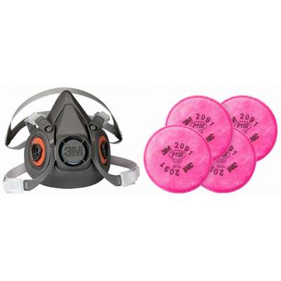 938759-9 3M Half Mask Respirator Kit: 4 Cartridges Included, (4 ...