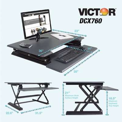 927615-8 Victor Adjustable Standing Desk Workstation: High Rise Series ...