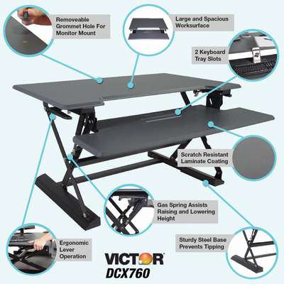 927615-8 Victor Adjustable Standing Desk Workstation: High Rise Series ...