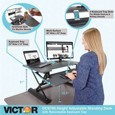 927615-8 Victor Adjustable Standing Desk Workstation: High Rise Series ...