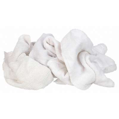 912846-9 Cloth Rag: Gen Purpose Cleaning, Terry Cloth, Reclaimed, White ...