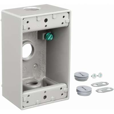 71637 Weatherproof Electrical Box, 1-Gang, 3-Inlet, Aluminum | Imperial ...