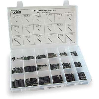 917940-7 Carbon Steel Slotted Spring Pin Assortment, Plain, 450 Pieces ...