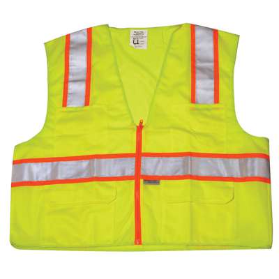 88047 Traffic Safety Vest, Lime with Orange/Silver Stripe, ANSI Class 2 ...