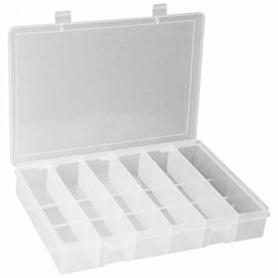 940943-4 Compartment Box: 10 7/8 in x 1 3/4 in, Clear, 6 Compartments ...