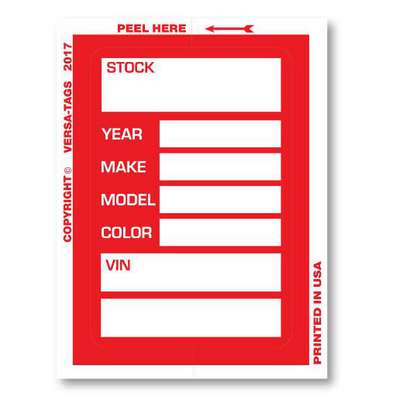 84993 Versa Tags Kleer-Bar Vehicle Inventory Stock Sticker-Red ...