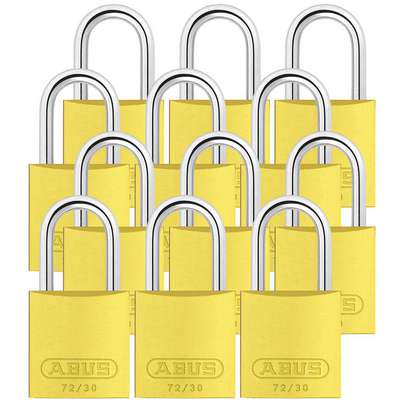 920737-4 Abus Yellow Lockout Padlock, Alike Key Type, Aluminum Body ...