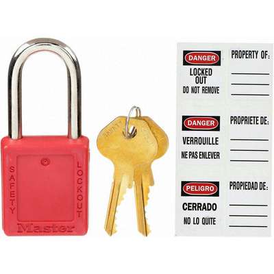 917081-6 Master Lock Red Lockout Padlock, Alike Key Type, Thermoplastic ...