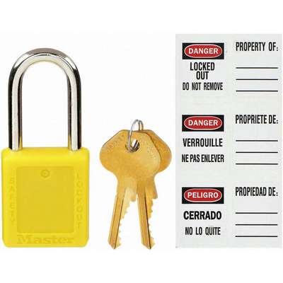 915500-4 Master Lock Yellow Lockout Padlock, Alike Key Type ...