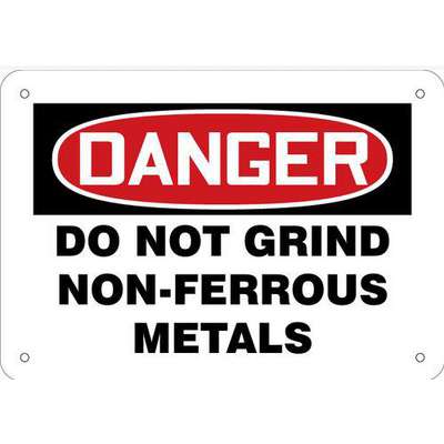 83299 Danger Do Not Grind Non-Ferrous Metals Sign, 7" X 10" | Imperial ...