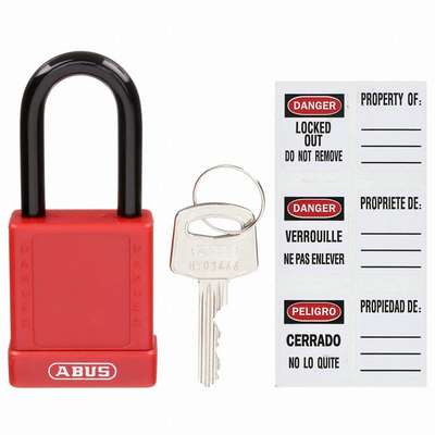 920641-9 Abus Lockout Padlock: Keyed Alike, Plastic-Covered Aluminum, Std Body Body Size, Steel ...