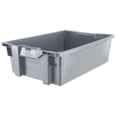 943316-3 Orbis Stack And Nest Container: 7.5 Gal, 23 5/8 In X 15 3/4 In X 7 1/8 In, Gray, 300 Lb ...