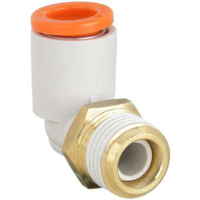 920366-5 Male Elbow: Brass, Push-to-Connect x MNPT, For 3/8 in Tube OD, 3/8 in Pipe Size ...