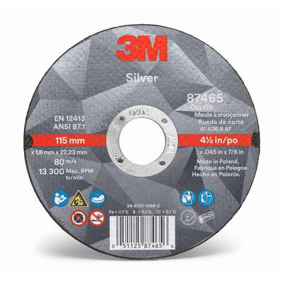 927508-5 3M 4-1/2", Type 1 Ceramic Grain Abrasive Cut-Off Wheel, 7/8 ...