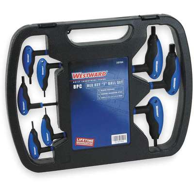 929167-8 Westward Hex Key Set, T Key Shape, Long, Black Oxide, Number ...
