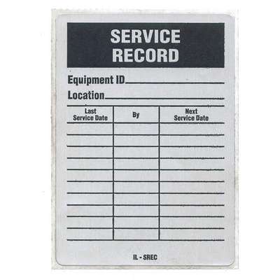 916243 Service Record Label, Aluminum, Height: 4-1/4", Width: 3 ...
