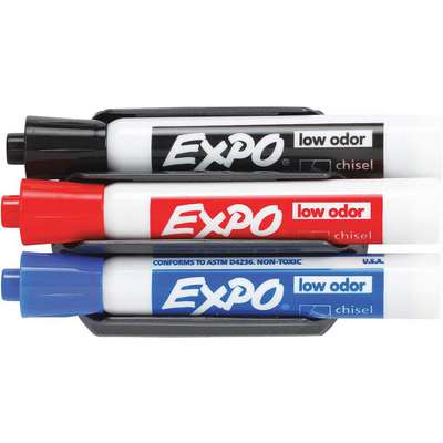 916854-9 Brady Dry Erase Marker and Eraser SetW, Black/Red/Blue Markers ...