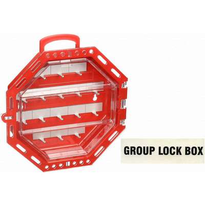 924396-7 Condor Red Plastic Group Lockout Box, Max. Number of Padlocks ...