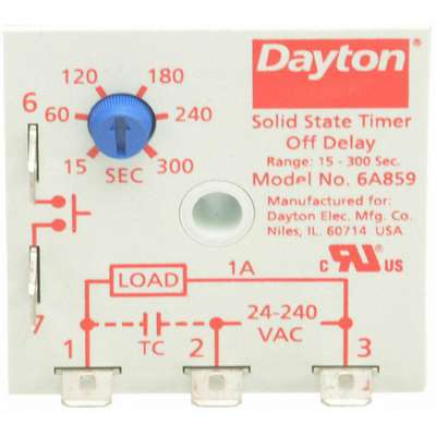 Dayton Timing Relay 6A859, 24-240 VAC, 1A | Imperial Supplies