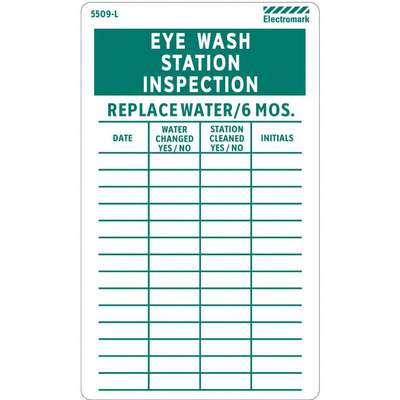 914273-3 Electromark Eye Wash/Shower Inspection Tag: Cardstock, Eye ...