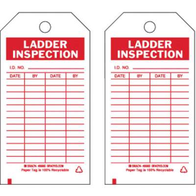 915168-4 Brady Ladder Inspection Tag: Cardstock, I.D. No.___ Date By, 5 ...
