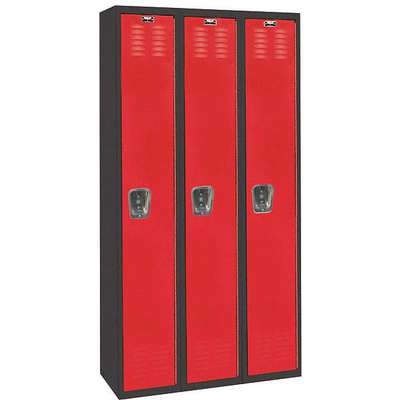 921842-1 Hallowell Red/Black Wardrobe Locker, (3) Wide, (1) Tier ...