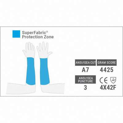 936742-6 Hexarmor Cut-Resistant Sleeve, SuperFabric, A7 ANSI/ISEA Cut Level, 9" Sleeve Length, M ...
