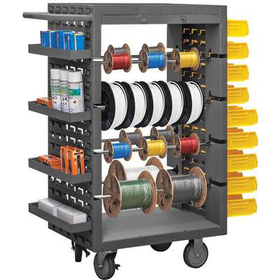 911066 18"L x 26"W x 46"H Gray Wire Spool Cart, 1200 lb. Load Capacity ...