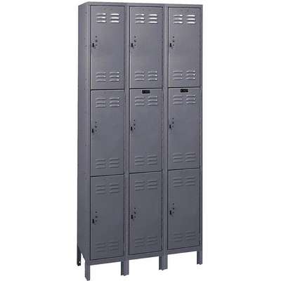913315 Dark Gray Wardrobe Locker, (3) Wide, (3) Tier Openings: 9, 36" W ...
