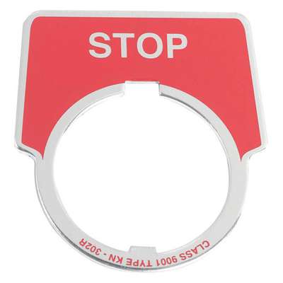 930127-1 Schneider Electric 30 mm 1/2 Round Stop Legend Plate, Aluminum ...